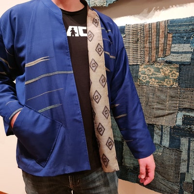 Japanese Vintage Kimono Shirt Men Size L, Upcycle Kimono Clothing, Silk ...
