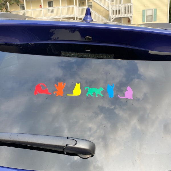 Rainbow Cats Car Decal, Cat Laptop Decal, Rainbow Decal, Cat Rainbow ...