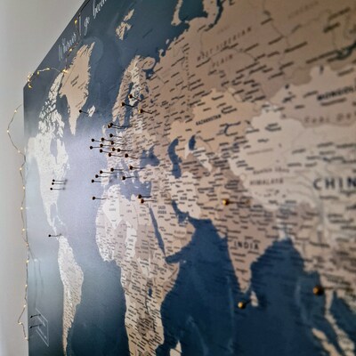 World Map Push Pin, Push Pin Map, World Map Pin Board, Cork World Map ...