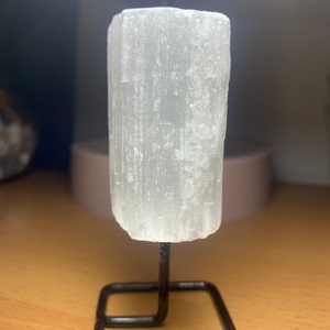 Selenite Stone on Metal Stand, Selenite Mini Pin, Healing Selenite on ...