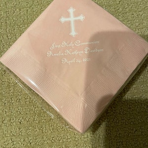 First Communion Napkins Cross Personalized Napkins Confirmation Napkins ...