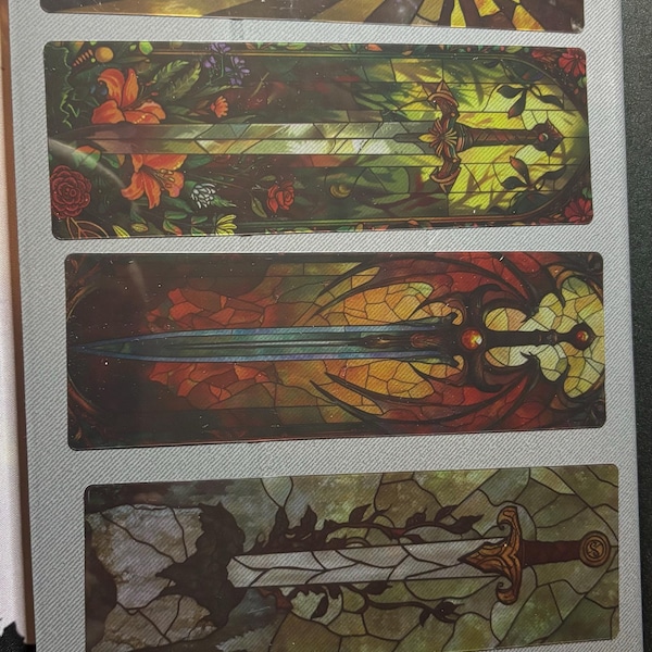 Botanical Sword Bookmark: Transparent Stained Glass Style, Cottagecore ...