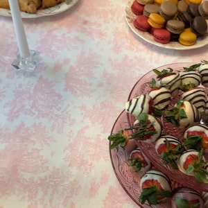 Light Blue Toile Tablecloth Table Cover Linen Toile Table - Etsy