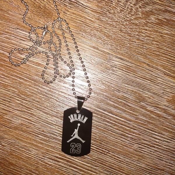 Jordan Jumpman Logo Dog Tag Cool Stainless Steel Pendant With Ball ...