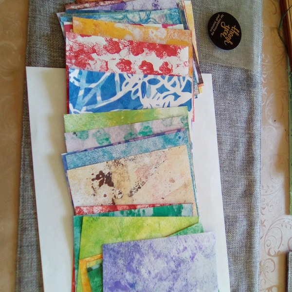 Multicolormixed Media, Collage Paper Kits, Hand Painted Papers. 40 A6 ...