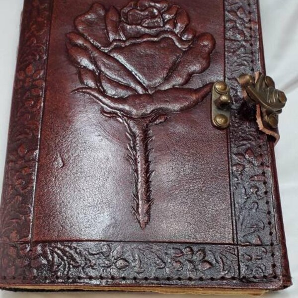 Rose Flower Leather Journal Embossed Diary Notebook Sketchbook ...