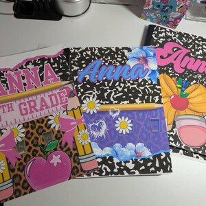 Girls Composition Notebook Cover Templates, 6 Editable Back to School ...