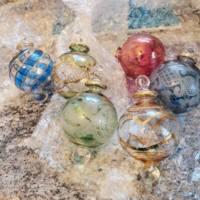 Set of 5 Egyptian Hand Blown Glass Ornaments Decorative by - Etsy