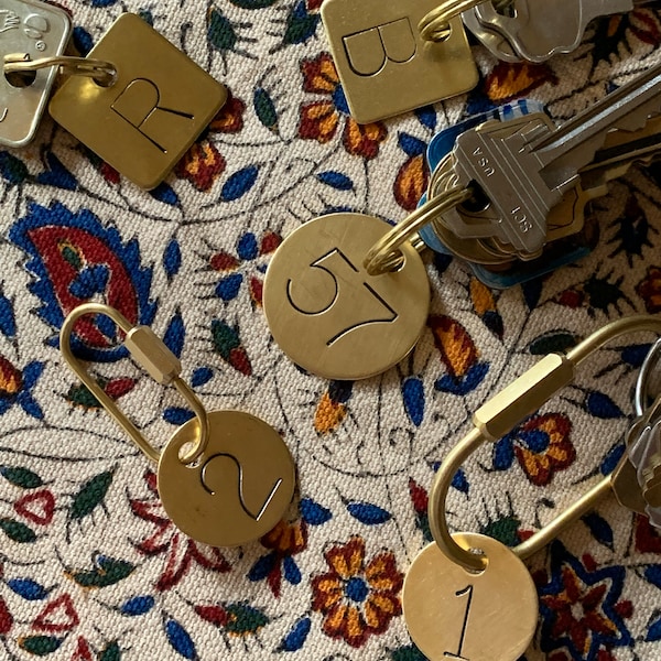 Custom Hand Punched Round Brass Tag - Hand Stamped Key Tag - Hand Made ...