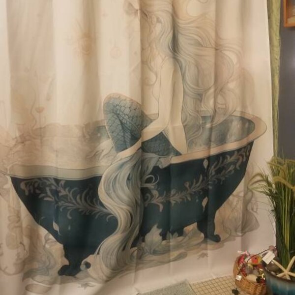 Mermaid Shower Curtain, Mermaid Bathroom Decor, Under the Sea Shower ...