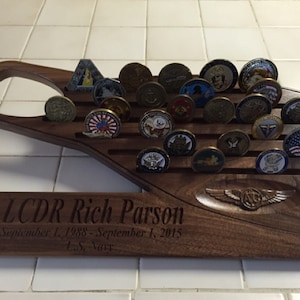 Military Challenge Coin Display Solid Hardwood Engraved | Etsy