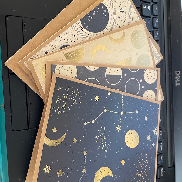 Stars and Moon Note Cards – Blank Constellation Stationery Set ...