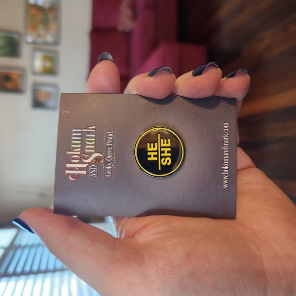 He She Enamel Pronoun Pin Gender Nonconforming Bigender Pronoun Pin