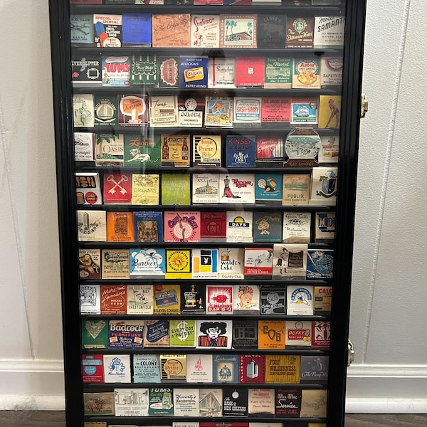 117 Matches Matchbook Display Case Wall Cabinet Holder W/ 98% UV ...