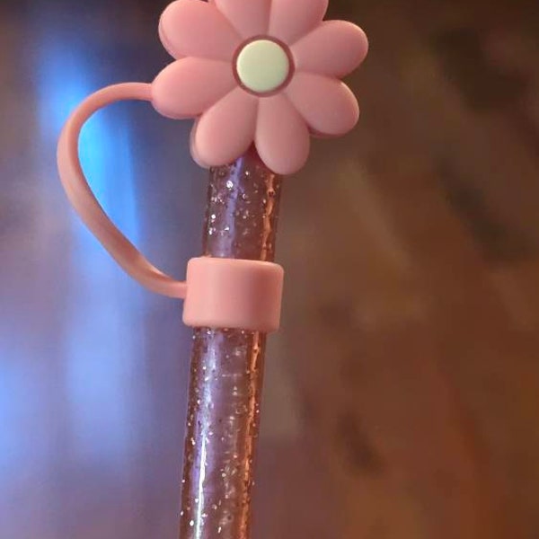 Retro Daisy Tumbler Straw Topper Floral Bottle Straw Cover Silicone ...