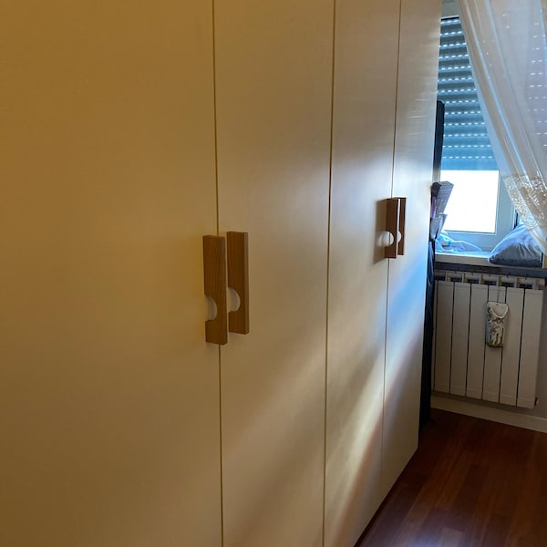 Half Moon Wood Handle for Your Cabinet, Solid Oak Drawer Knob, Large ...