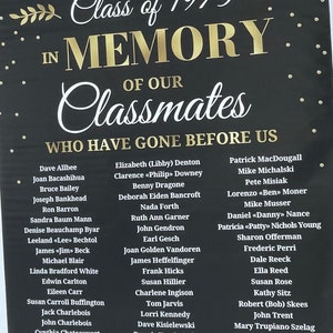 Reunion Memorial Sign in Memory of Classmates Sign Class Reunion ...
