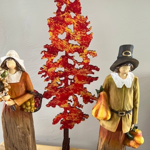Standing Wood Pilgrims With Pumpkin Hand Painted Primitive - Etsy