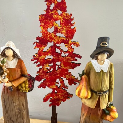 Standing Wood Pilgrims With Pumpkin Hand Painted Primitive - Etsy