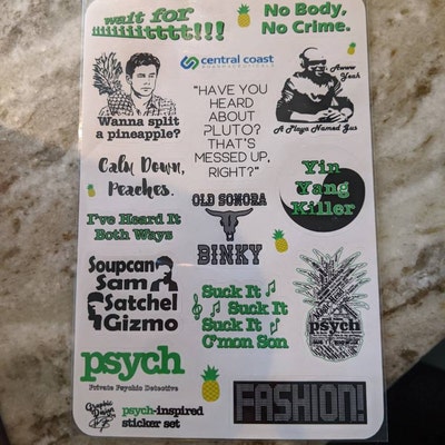 Psych Stickers Design 1 Psych Inspired Sticker Sheet Psych Television ...