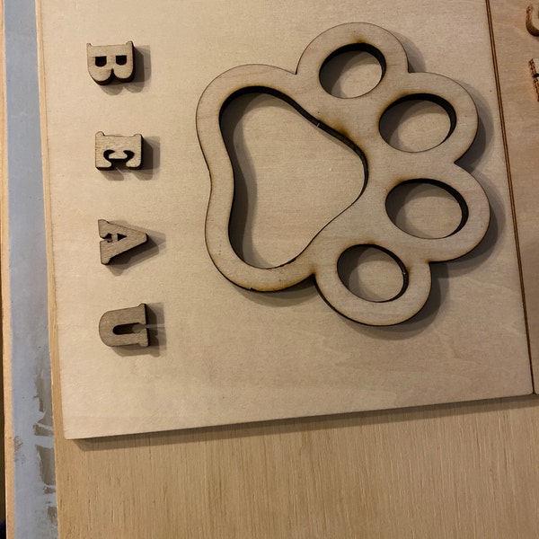 Paw Dog Print Shape Silhouette Blank Unpainted Gift DIY Wood Cutout ...