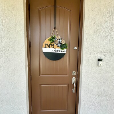 Address Round Wooden Door Hanger, Sizes, House Number Street Name ...