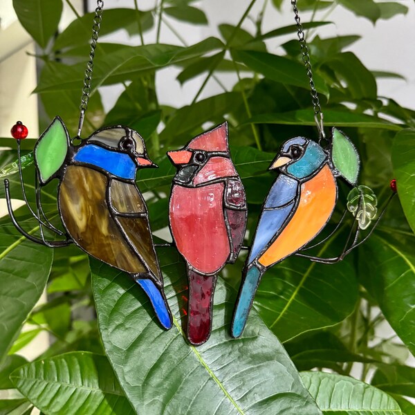 Hummingbird Stained Glass Window Hanging100% Handmade Window Decor ...