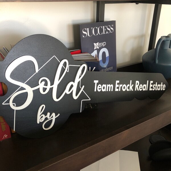 Sold Key Sign With House Outline, 3D Realtor Closing Sign, Closing Prop ...