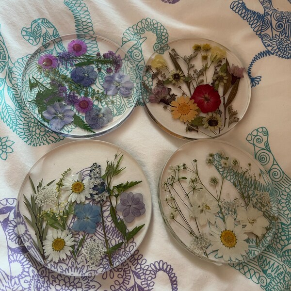 Natural Flowers Coasters,colorful Pressed Real Flowers Outdoor Coasters ...