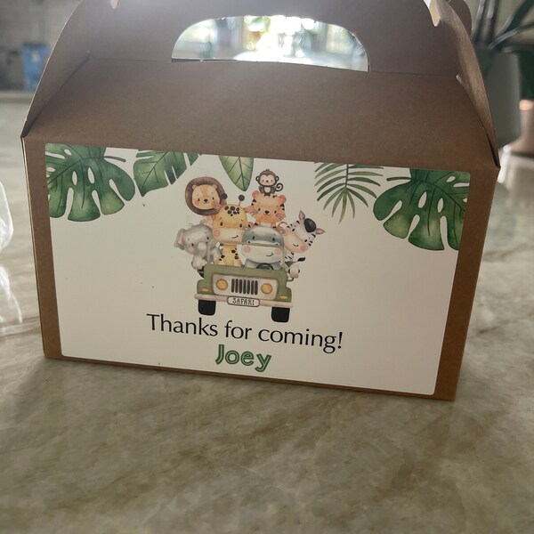 Wild Safari Animals Jeep in Jungle PRINTED GLOSSY LABELS for Party ...