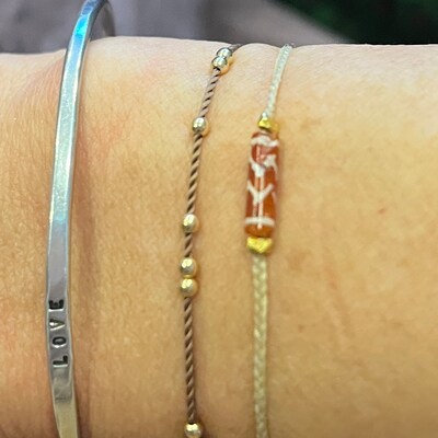 14k Gold Red String Bracelet Silk Cord Red Wish Bracelet Solid Gold ...