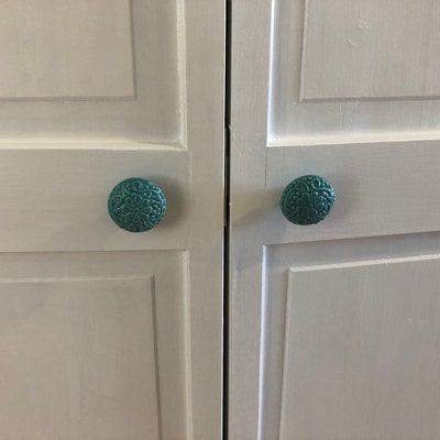 Blue and White Flat Ceramic Knobs Kitchen Cabinet Drawer Knobs - Etsy