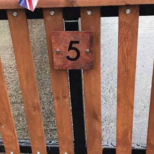 House Number Sign Printed Rust Effect Address Signage Rusty Effect ...