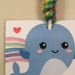 INSTANT DOWNLOAD Narwhal Valentine's Day Cards, Printable Narwhal ...