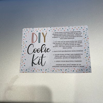 Printable DIY Cookie Kit Instruction Card 3.5 X 5 Printable Cookie Tag ...