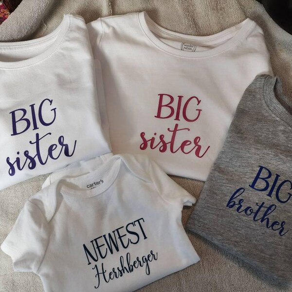 Sibling Matching Iron on Decal: Big, Middle or Little Sister or Brother ...