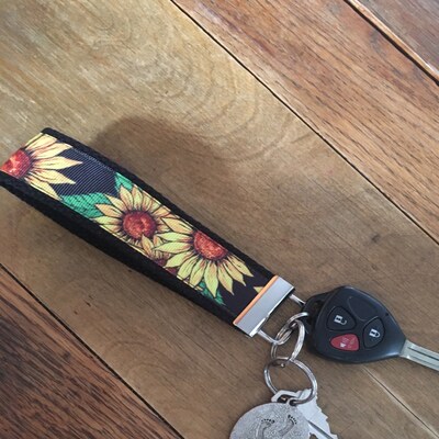 Sunflower Wristlet Key Chain Key Fob Key Holder Key Strap Key Ring ...