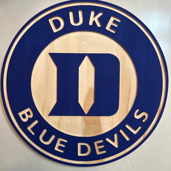 Duke Blue Devils 11" Round Engraved and Hand Painted Wood Wall Hanging ...
