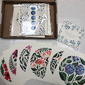 Coastal Shells Art Postcard Seashells and Wildflowers | Etsy