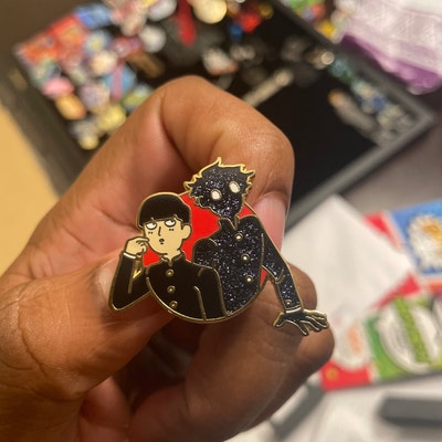 Mob Anime Inspired Pin Gold/black Metal Hard Enamel Pin - Etsy