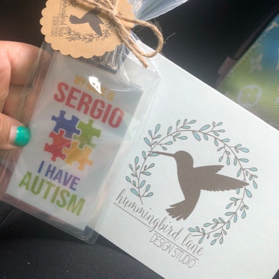 Autism Bag Tag, Autism Alert Tag, Personalized Bag Tag, Autism Hang Tag ...