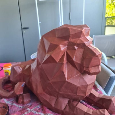 Lion Sit Paper Craft, Digital Template, Origami, PDF Download DIY, Low ...