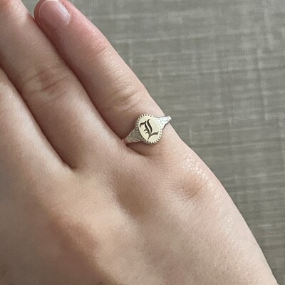 14K Gold Pinky Signet Ring, Initial Ring, Personalized Jewelry, Gold ...