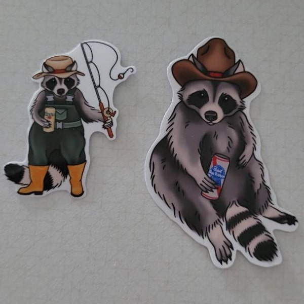 Cowboy Raccoon With a Beer PBR Inspired Beer Funny Raccoon Sticker - Etsy
