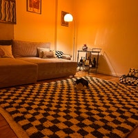 Large Green and White Checkered Rug, Moroccan Berber Checkered Rug ...