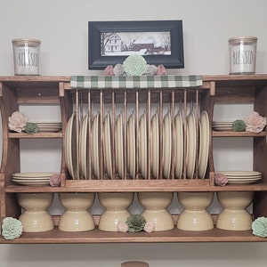 Shaker Peg Kitchen Window Plate Rack Shelf Wood Dish Cabinet | Etsy