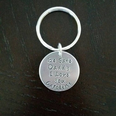 Fathers Day Gift From Kids Dad Keychain Be Safe Daddy - Etsy