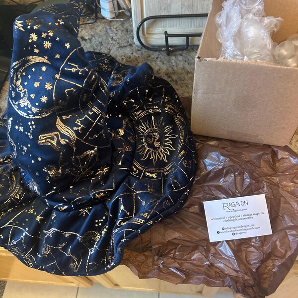 Slouchy Witch Hat | Astrology Halloween Wizard Costume | Fairy Pixie ...