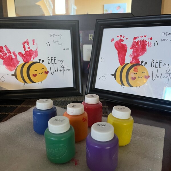 Bee My Valentine / Handprint Footprint Art / Happy Valentine's Day ...