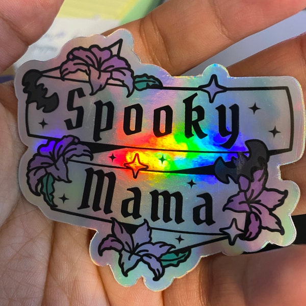 Spooky Mama Holographic Vinyl Sticker, Decals, Spooky Sticker, Witch ...